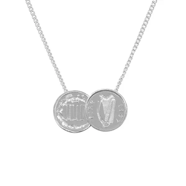 KATIE MULLALLY American Irish Double Coin Necklace - Silver