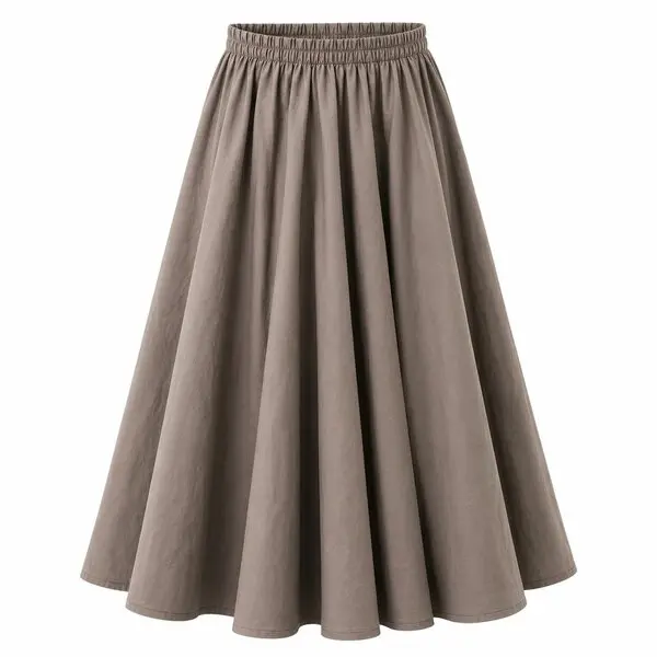 IZABELA MANDOIU Elegant Chocolate Full Circle Midi Skirt With Elastic Waistband - Brown