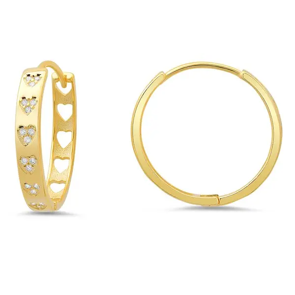 KYLIE HARPER 25mm Diamond Cz Heart Statet Hoop Earrings - Gold