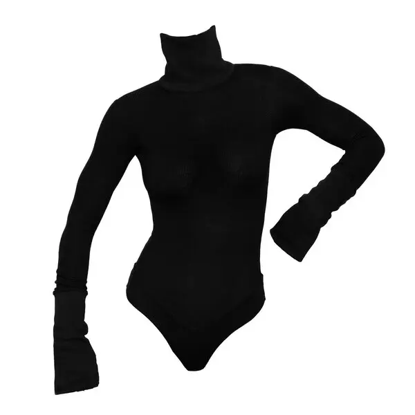 NO COMMENT Lebodi Etreinte. Turtleneck Bodysuit - Black