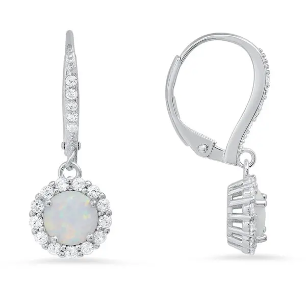 KYLIE HARPER Opal Halo Leverback Earrings In Sterling - Silver