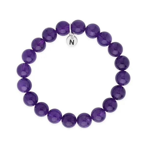 NELLOU JEWELLERY Amethyst Gemstone Bead Bracelet - Purple
