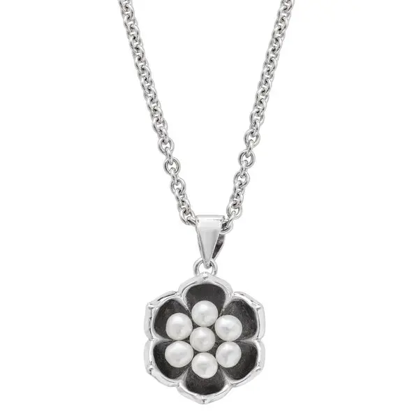 LUCY QUARTERMAINE Solid Sterling Royal Pearl Flower Pendant - Silver