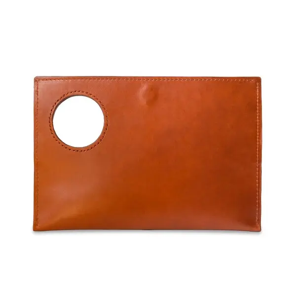 DESIGNS BY ELLE Circle Clutch Leather Bag - Brown