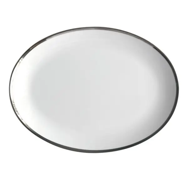 Twig New York Platinum Edge 11 In. Oval Platter - Silver