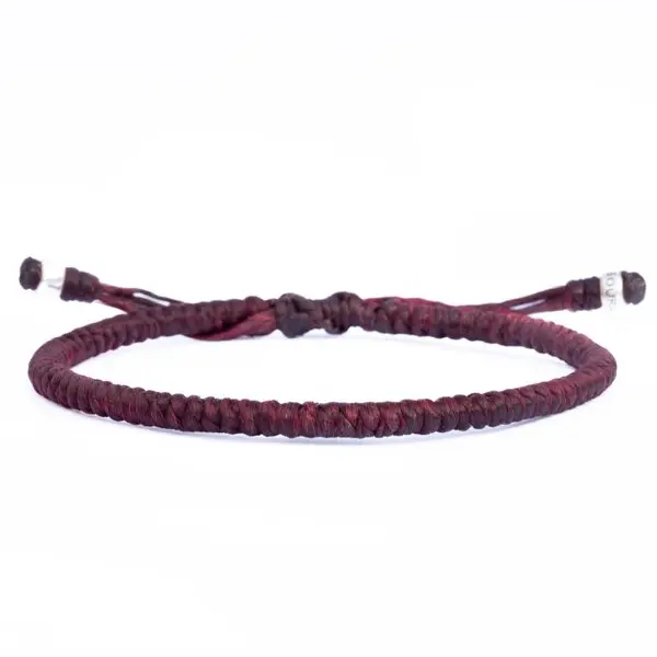 HARBOUR UK Sportsman Silver Rope Bracelet Wine - Red