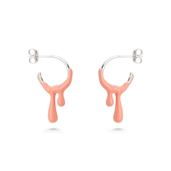 DOLCETTO DESIGNS Silver / Orange Gelato Tangerine Hoop Silver - Silver/orange