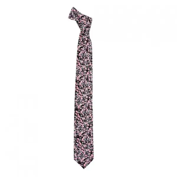 DAVID WEJ Floral Printed Tie – Pink - Black