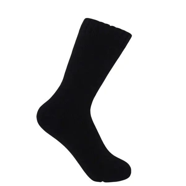 PEPER HAROW - MADE IN ENGLAND Ribbed Cuff Bed Socks - Black