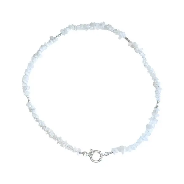 RIZE Silver / White Rainbow Moonstone Choker Necklace Sterling Silver - Silver/white