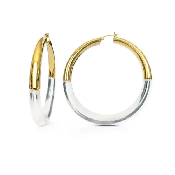GOLD & HONEY Xl Clear And Chunky Graduated Hoop Earrings - Gold