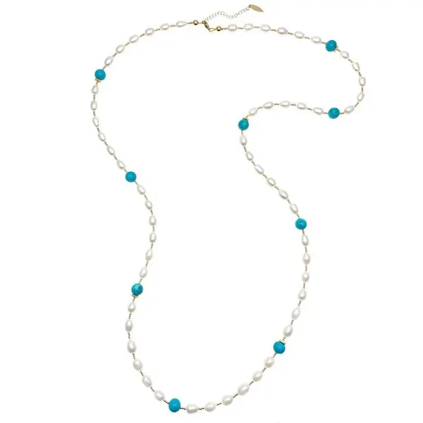 FARRA Freshwater Pearls With Amazonite Multi-way Necklace