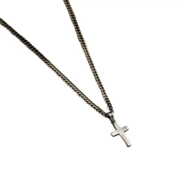 POSH TOTTY DESIGNS Oxidised Silver Small Cross Necklace - Black