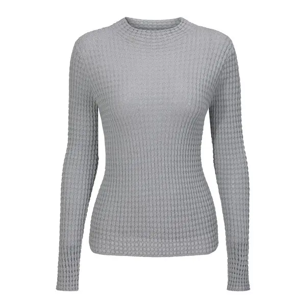NUAJE NUAJE Auden Merino Wool Mock Neck Top In Gray - Grey