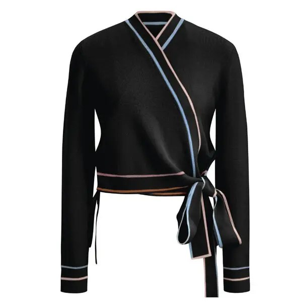 ROCH PEREL Coloured Trim Wrap Sweater - Black