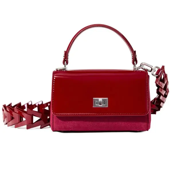 JURGI BRAND Patent Leather & Suede Lili Top Handle Bag - Red