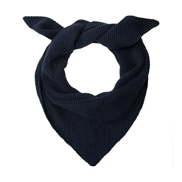 PAUL JAMES KNITWEAR Cotton Textured Triangle Scarf Navy - Blue