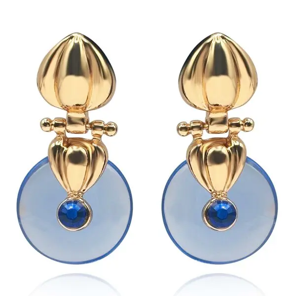MICHAEL NASH JEWELRY Annie Gold Drop Earring With Sapphire Resin Drop - Blue