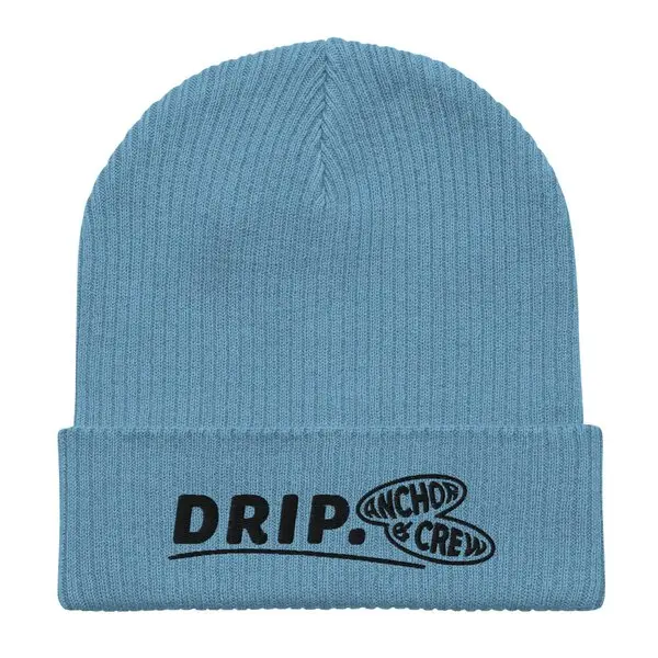 ANCHOR & CREW Light Drip Gen. Organic Cotton Embroidered Beanie - Blue