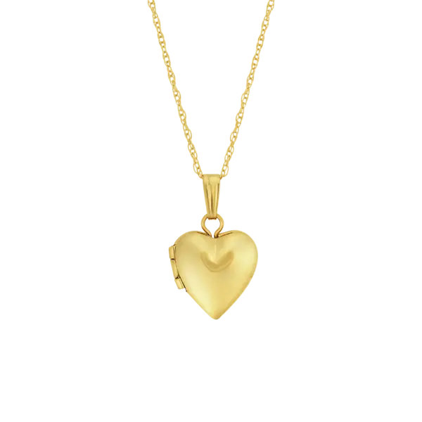 LA KAISER Solid 14kt Gold Mini Heart Locket - Yellow