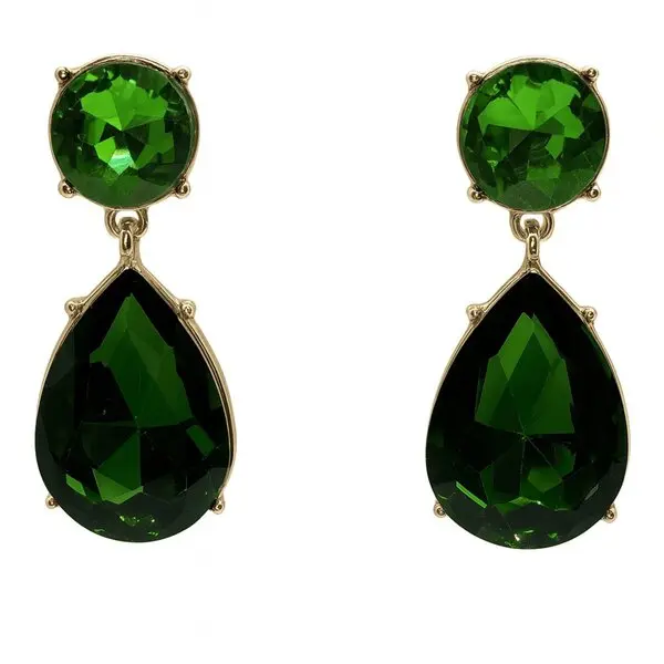 MICHAEL NASH JEWELRY Marina Emerald Pear Shape Clip On Drops - Green