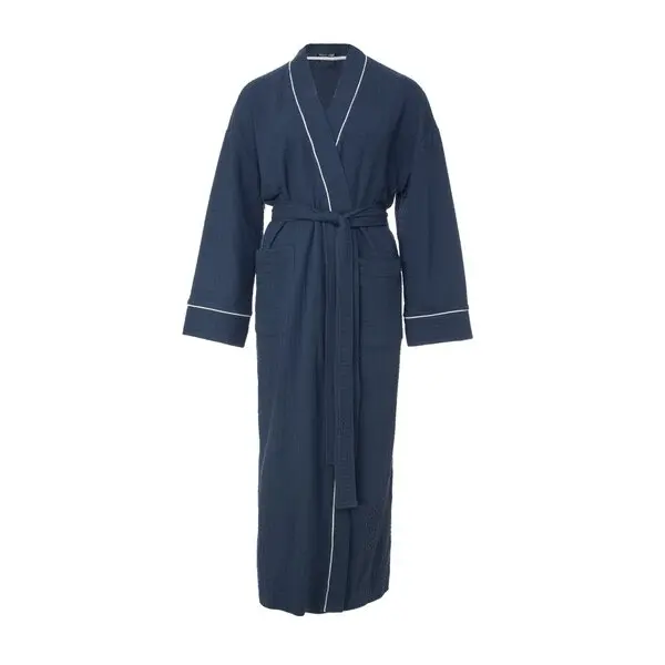 PRETTY YOU Luxury Suite Waffle Robe In Marine - Blue