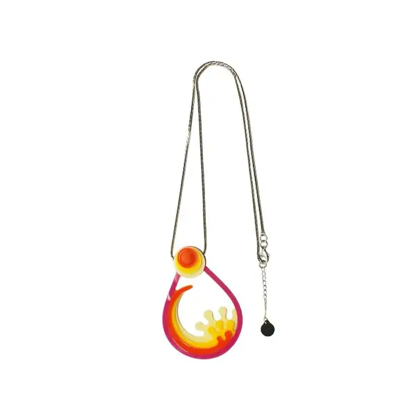 GISSA BICALHO Acrylic Handmade Necklace Pendant Tricolor Waves Pink