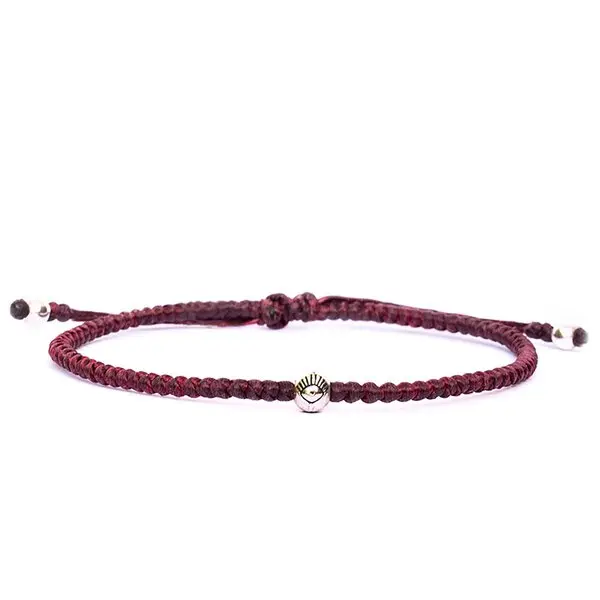 HARBOUR UK The Protector Silver Evil Eye Bracelet Wine - Red