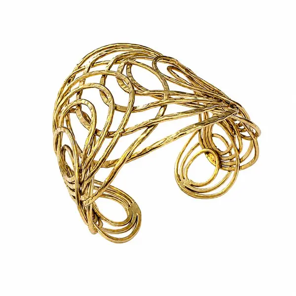 RARE MATTERS JEWELRY Organic Wire Statet Cuff Bracelet - Gold