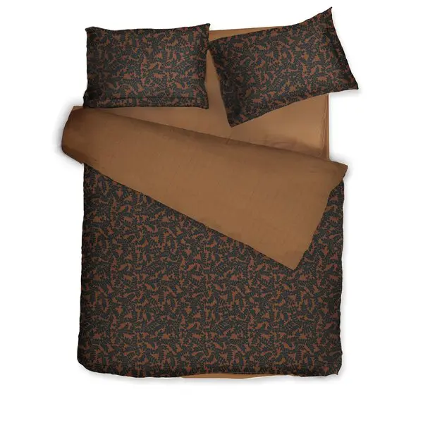 DECOFLUX HOME Brown / Blue Sateen Bed Linen Set Jaquard Cinnamon - Brown/blue