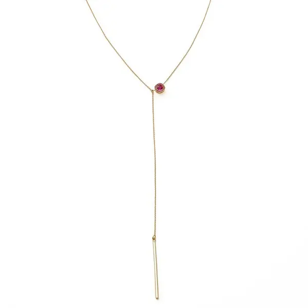 SHABELLA NYC Ruby Lariat Necklace