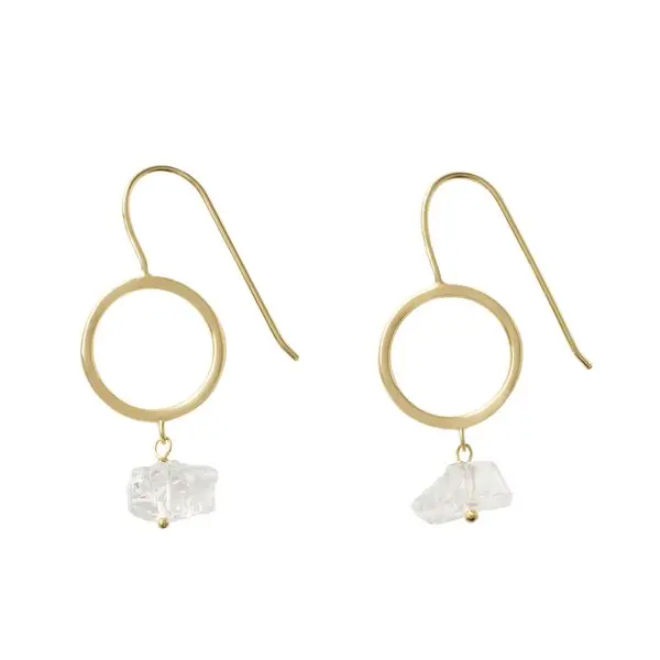 YAA YAA LONDON Neutrals / Quiet Luxury Hoop Crystal Drop Earrings - Gold
