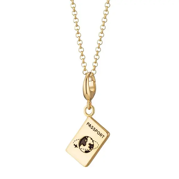 LILY CHARMED Plated Passport Charm Necklace - Gold
