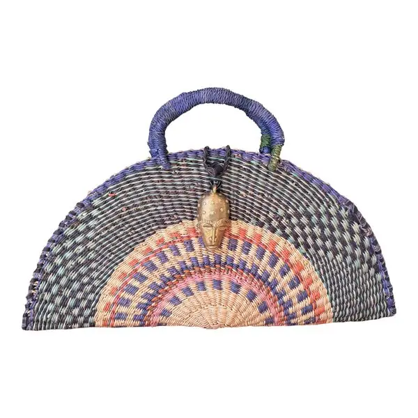 SOKONA Blue / White / Red Kusana Handwoven Bag Indigo Horizon - Blue/white/red