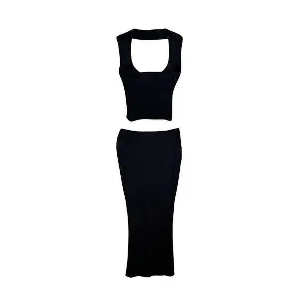 AMORTIZIA Toxic Set Sculpting Strapless Top & Contouring Pencil Skirt Set - Black