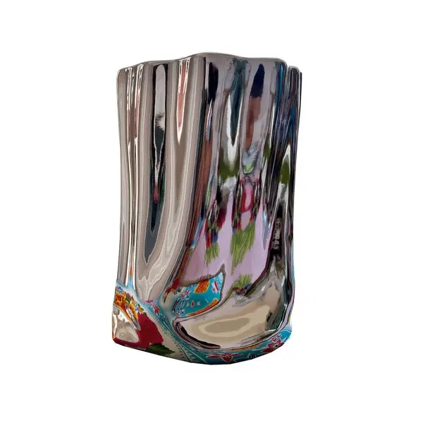 QUILLATTIRE Metallic Bag Vase - Silver