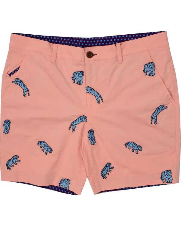 LORDS OF HARLECH Pink / Blue Edward Peach Tigers Embroidery - Pink/blue