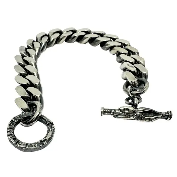 TG-JEWELLERY BY TAMARA GERVASIO Silver / Black Celtic Dog Two Silver Curb Power Jump Ring Bracelet – Sterling Silver - Silver/black