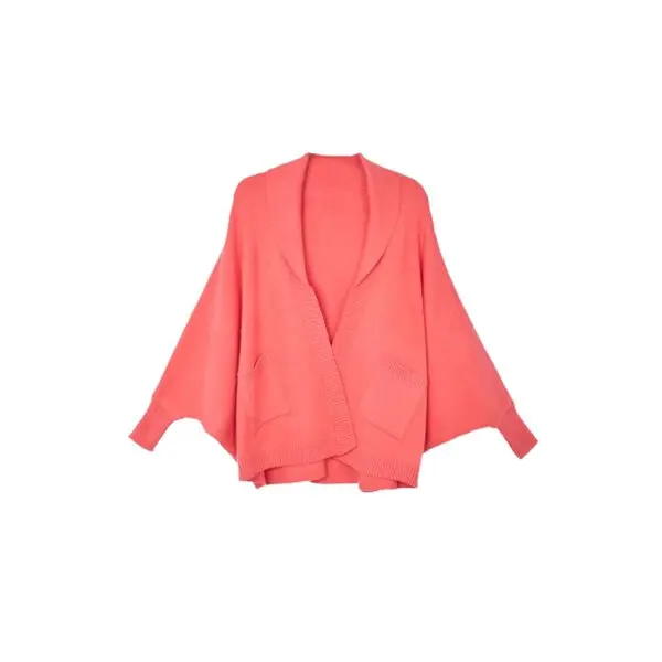 Saachi Open Front Oversized Coral Cardigan Sweater - Orange