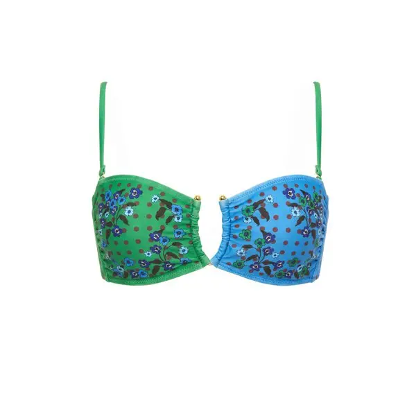JESSIE ZHAO NEW YORK Polka Bloom Reversible Bandeau Top - Green