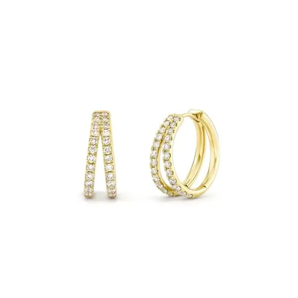 DINNY HALL Gold / Yellow / White Signature Duo Lab-created Diamond Huggie Hoops - Gold/yellow/white