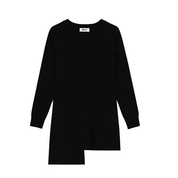 NUVV COLLECTION Asymmetric Merino Wool Sweater – Premium Italian Yarn - Black