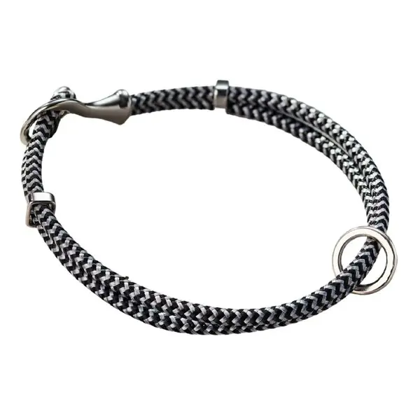 POSH TOTTY DESIGNS Black / Silver / White Herringbone Cord Message Bracelet - Black/silver/white