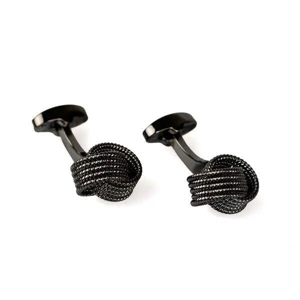 DAVID WEJ Neutrals Knotted Cufflinks Matte - Black