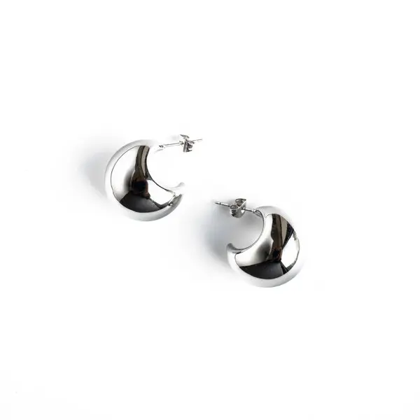 SUPERDIVAJEWELLERY Pear Drop Curve Hoop Earrings - Silver