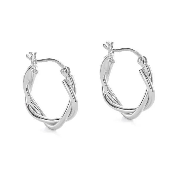 Côté Caché Relaxed Braid Hoop Earrings - Silver