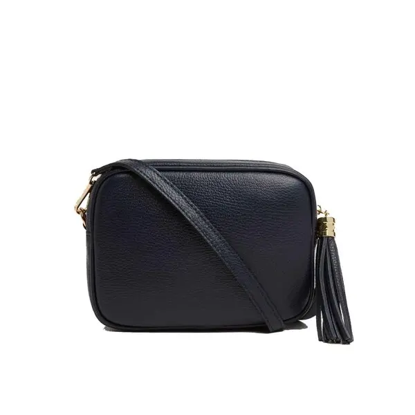 BETSY & FLOSS Verona Crossbody Tassel Bag In Navy With Pastel Strap - Blue