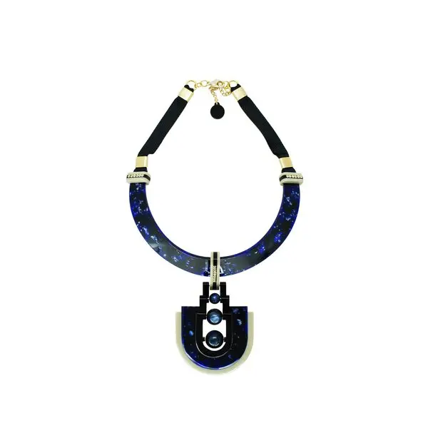 GISSA BICALHO Handmade Acrylic Necklace Chocker Orion - Blue