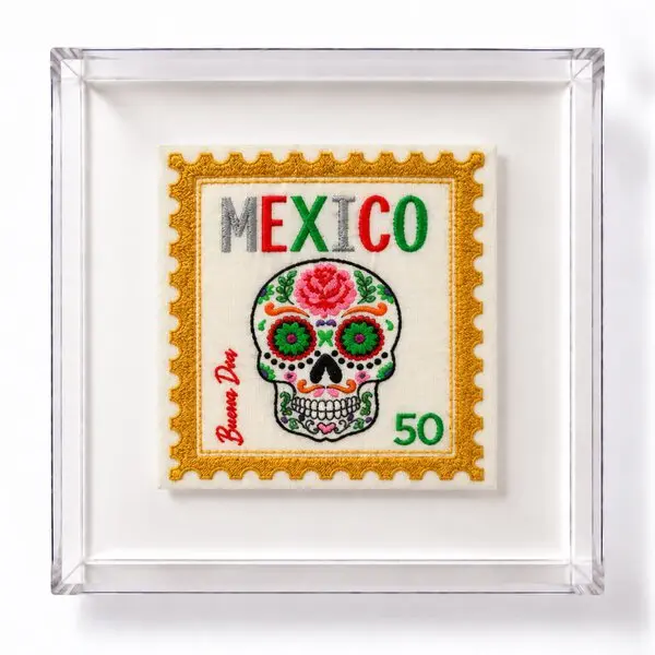 LILLY LOVES Mexico Embroidered Stamp - Gold