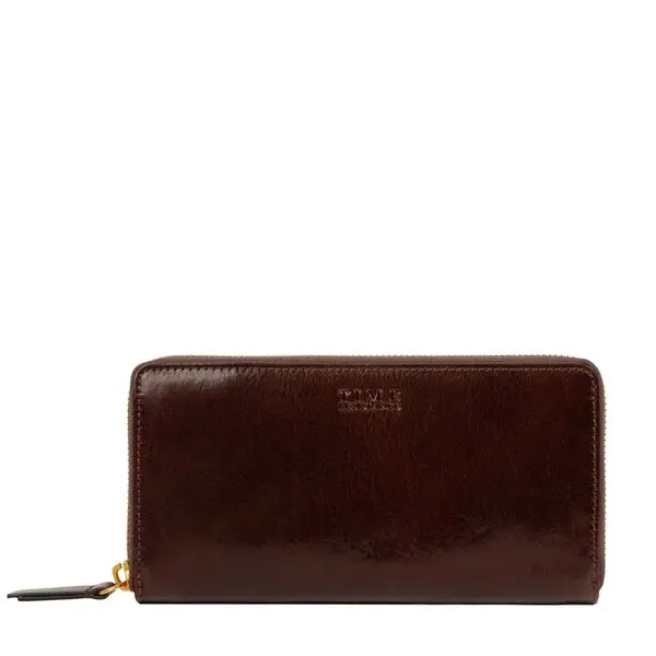 TIME RESISTANCE Leather Continental Wallet Excellent - Brown